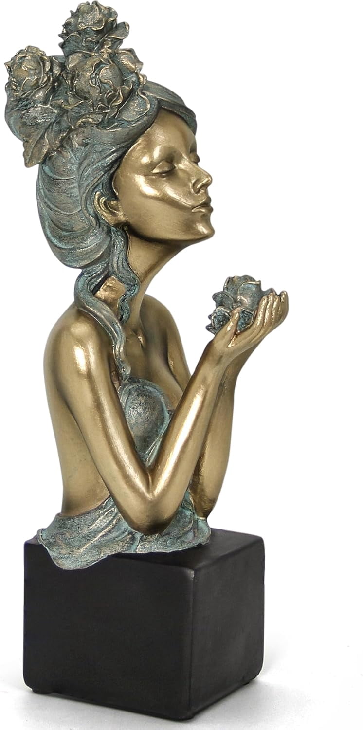 Gold Woman Bust Statues for Home Decor, Lady Head Sculpture Decoration ...