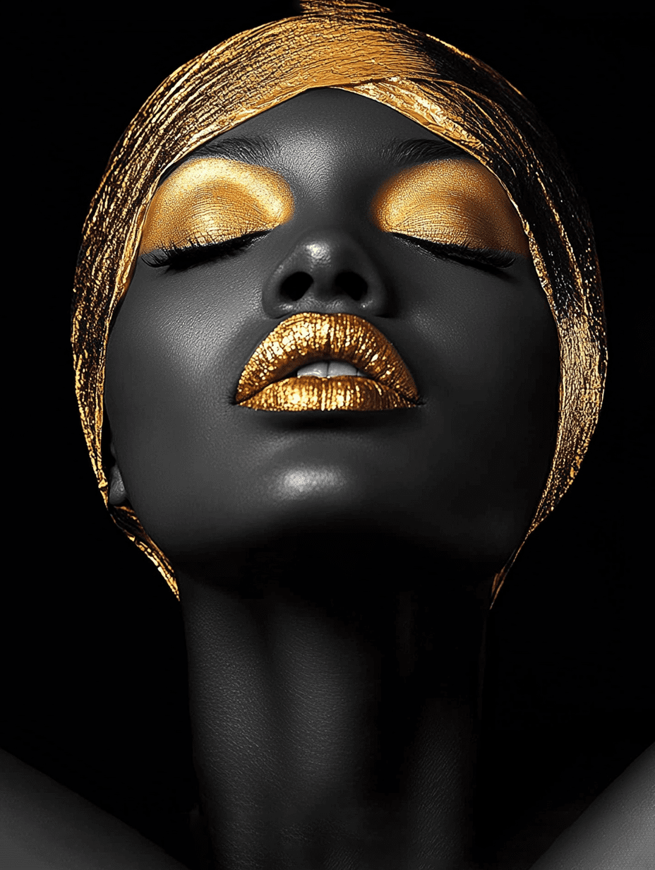 Gold Woman Face Canvas Art Print，Suitable for Living Room， Bedroom ...