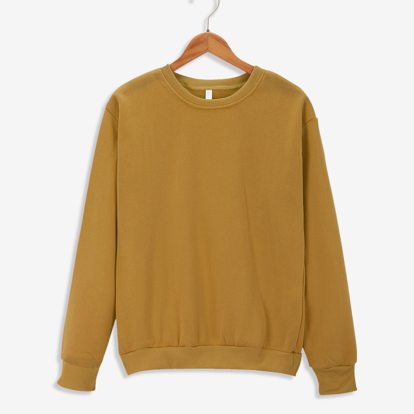 Gold Women's Casual Sweatshirt Solid Color Round Neck Oversized ...