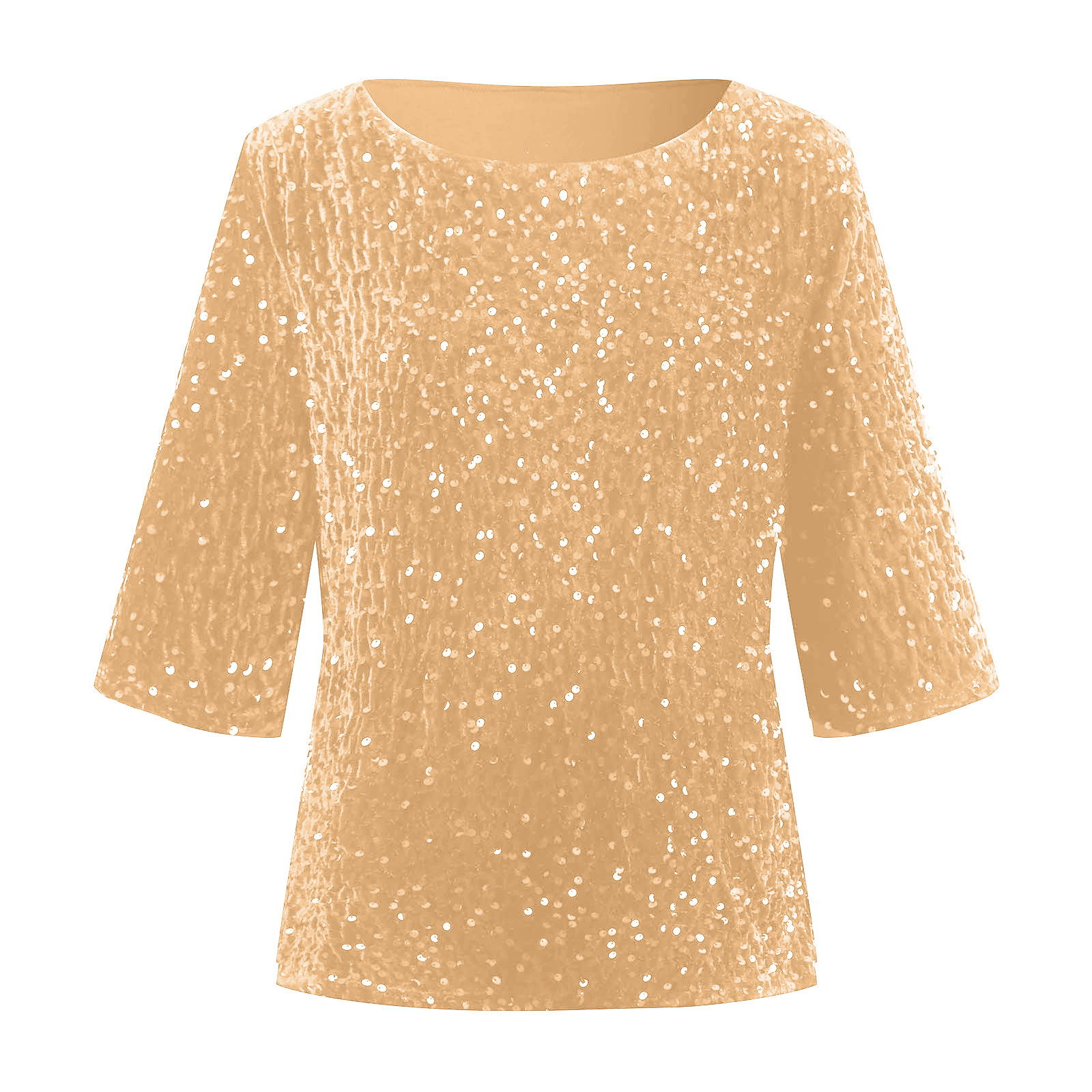 Gold Womens Tops Sequin 3/4 Sleeve Tops for Women Trendy Spring Summer ...