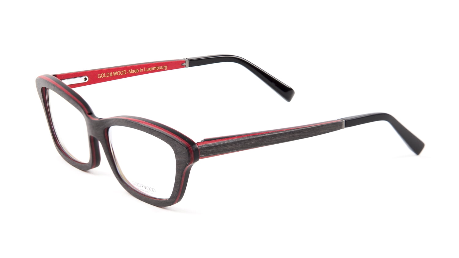 Gold & Wood Ecla Semi-Cateye Eyeglass Frames 53mm Grey Oak/Red ...