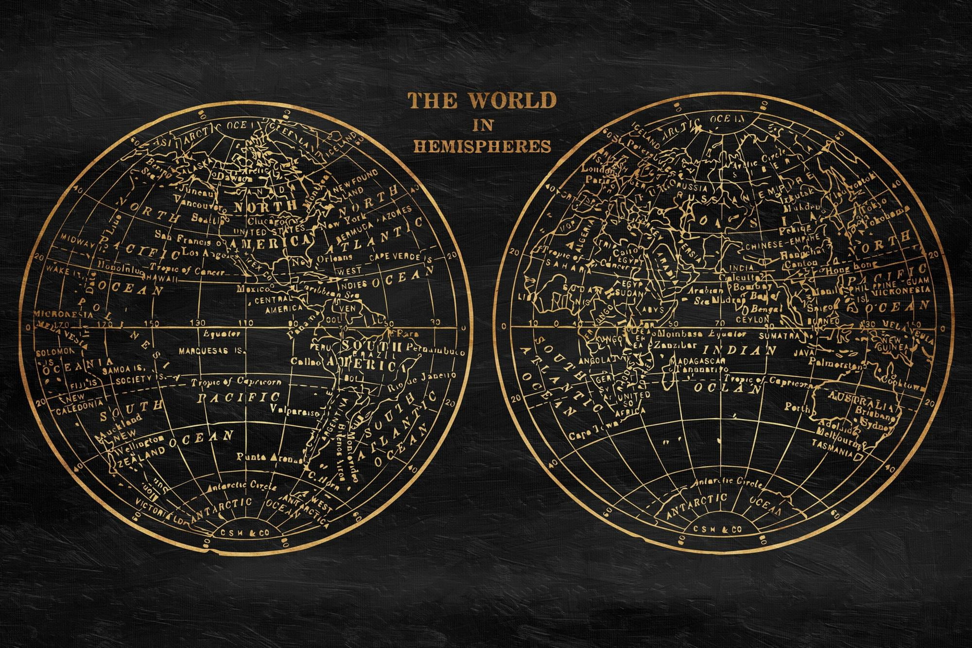 Art.com Gold World Map Art Print by Jace Grey, 36" x 24" - Walmart.com