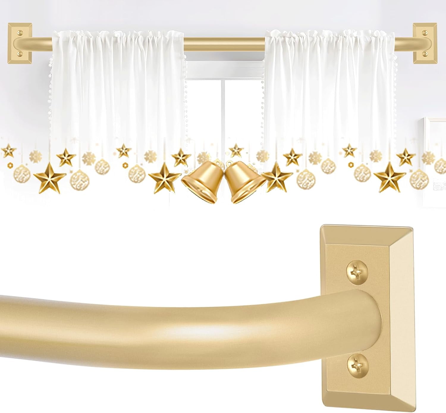 Gold Wrap Around Curtain Rods 2 Pack:Blackout Adjustable Window Curtain ...