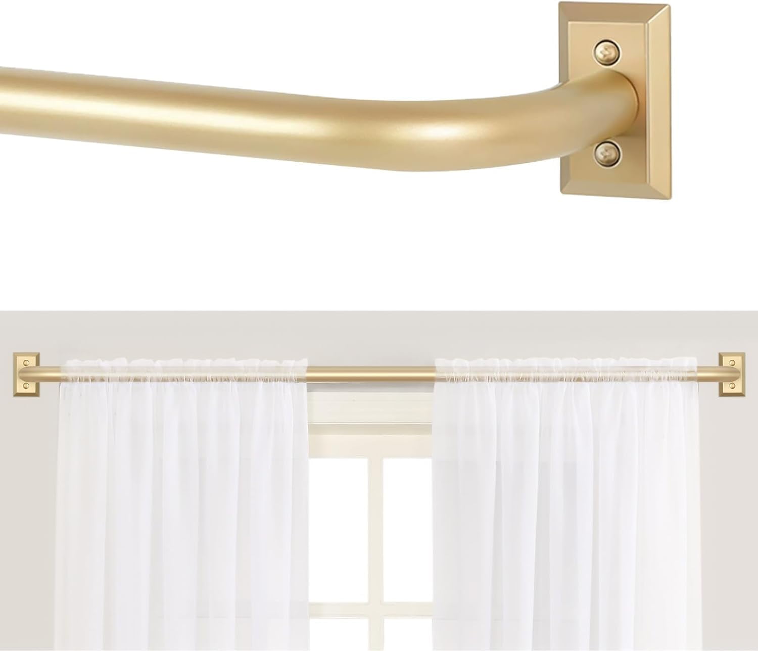 Gold Wrap Around Curtain Rods for Windows 36 to 72":Blackout Heavy Duty ...