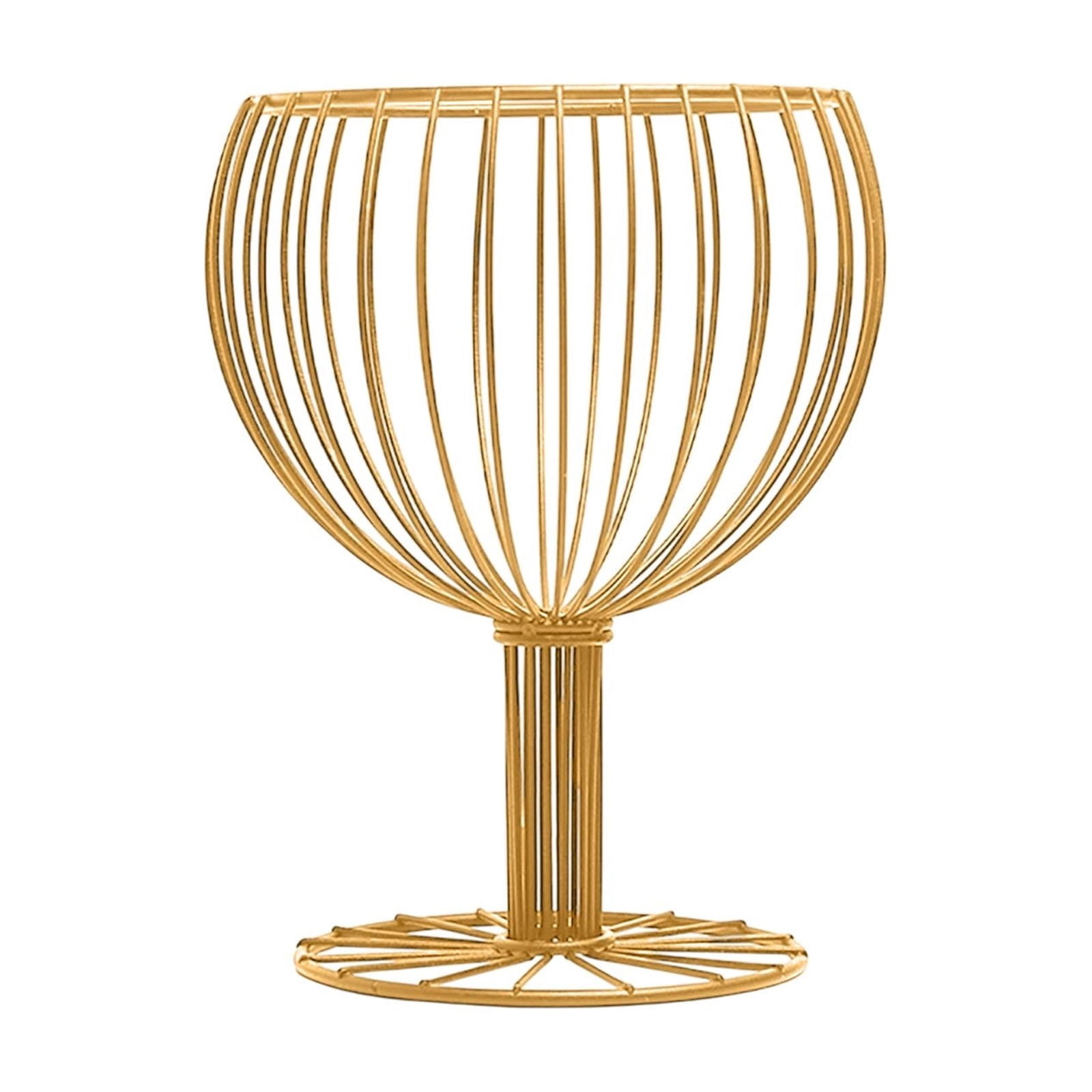 Gold Wrought Iron Tall Fruit Bowl 9.06X6.69 Inch Wine Glass Shape Snack ...