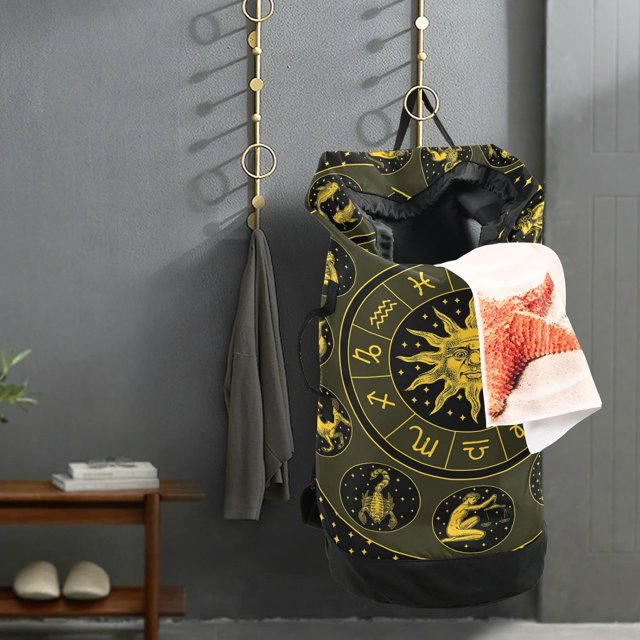 Gold Zodiac Wheel Astrology Horoscope With Circle, Sun And Signs ...