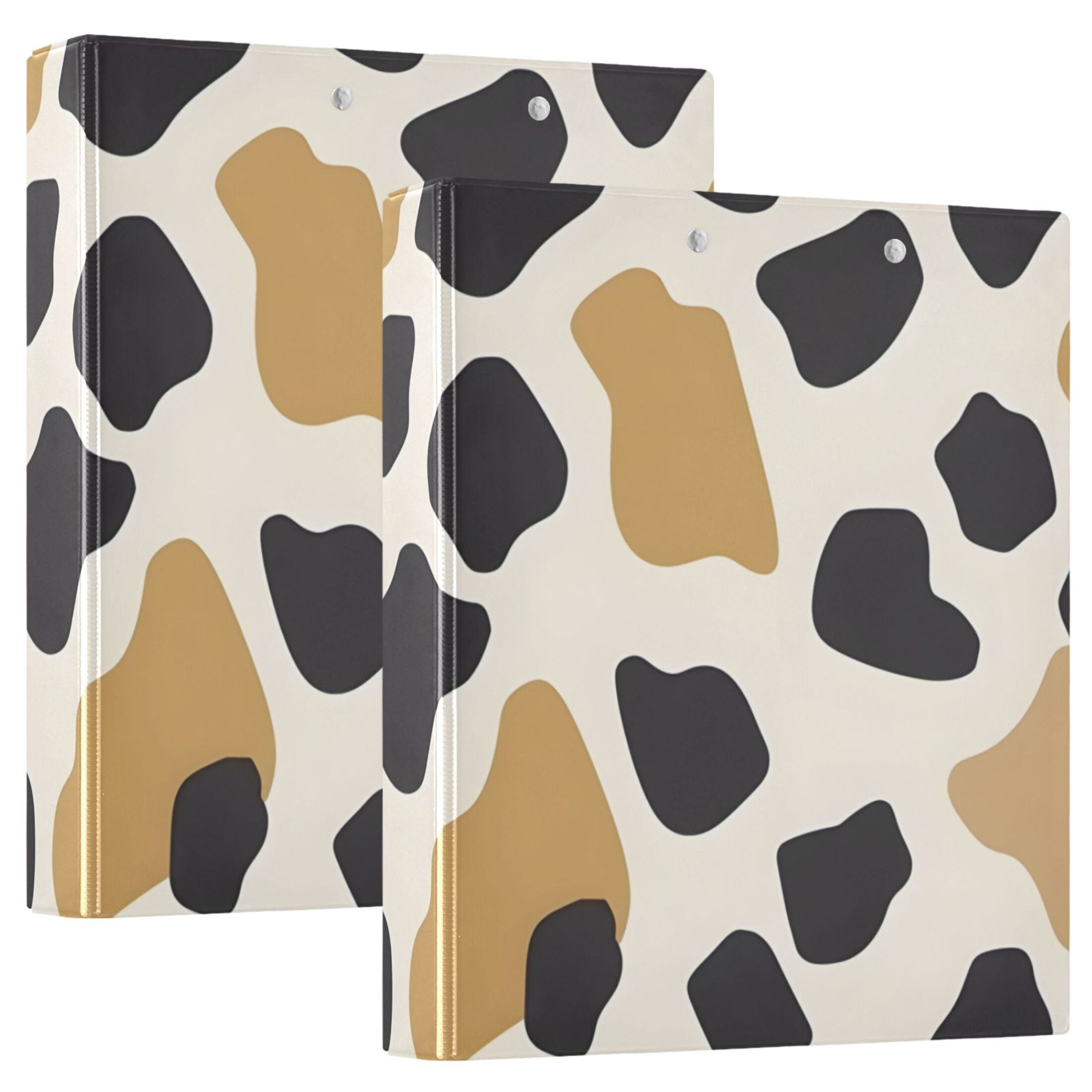 Gold and Black Cow Print 3 Ring Hardcover Binders 1.5" Round Rings for ...