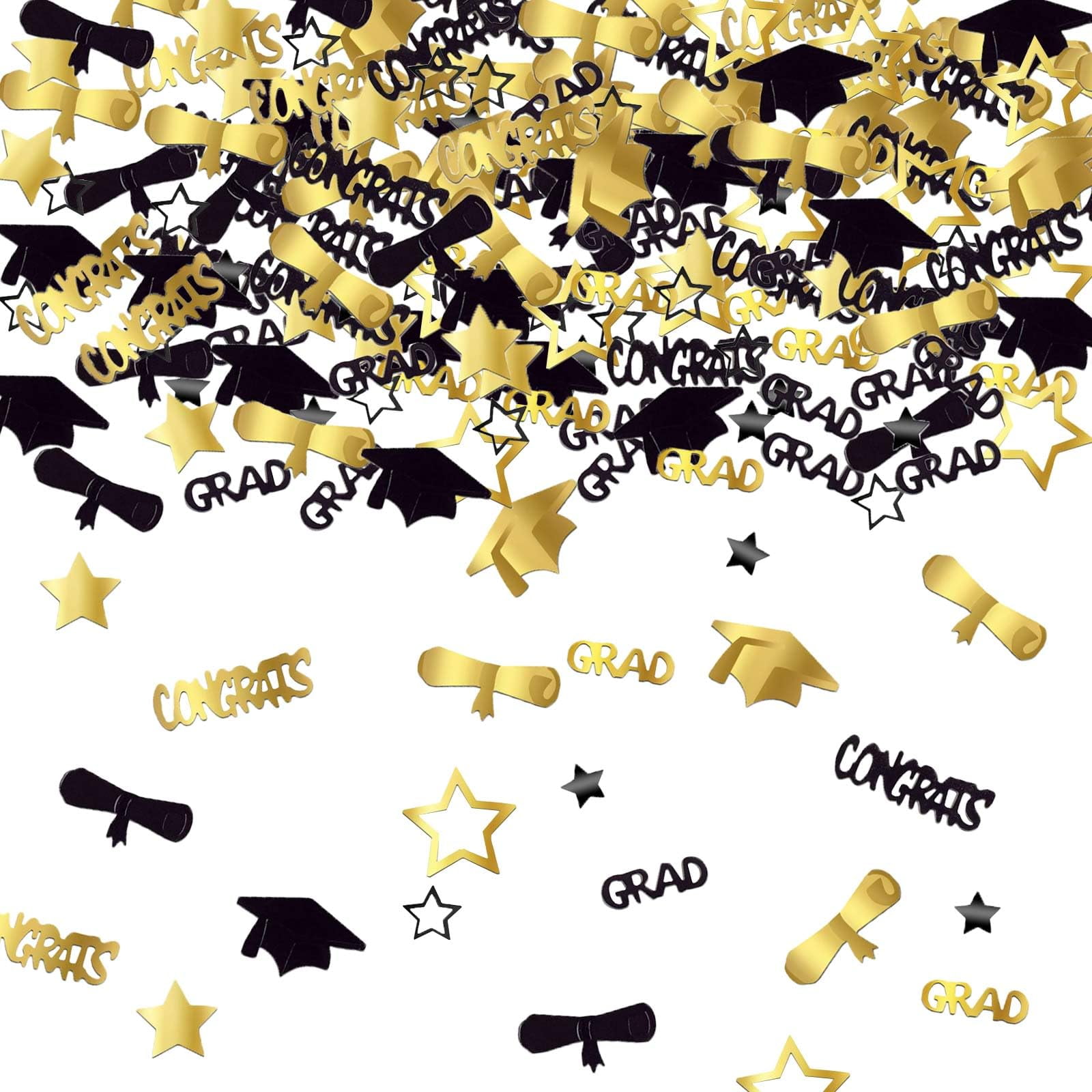 Gold and Black Graduation Confetti 2024, 1000 Pcs Grad Confetti Class ...