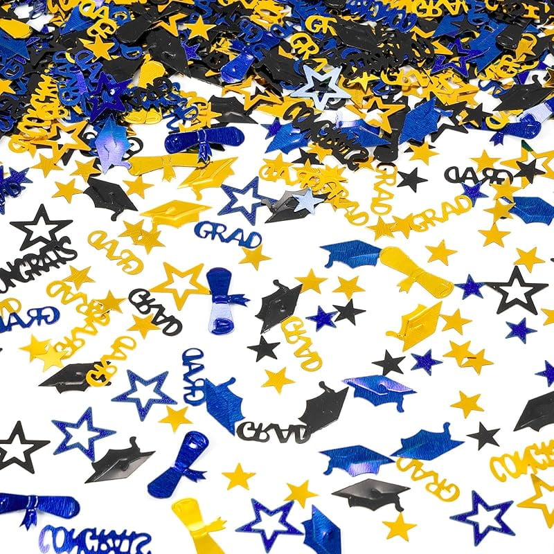 Gold and Black Graduation Confetti 2025, 1000 Pcs Grad Confetti Class ...