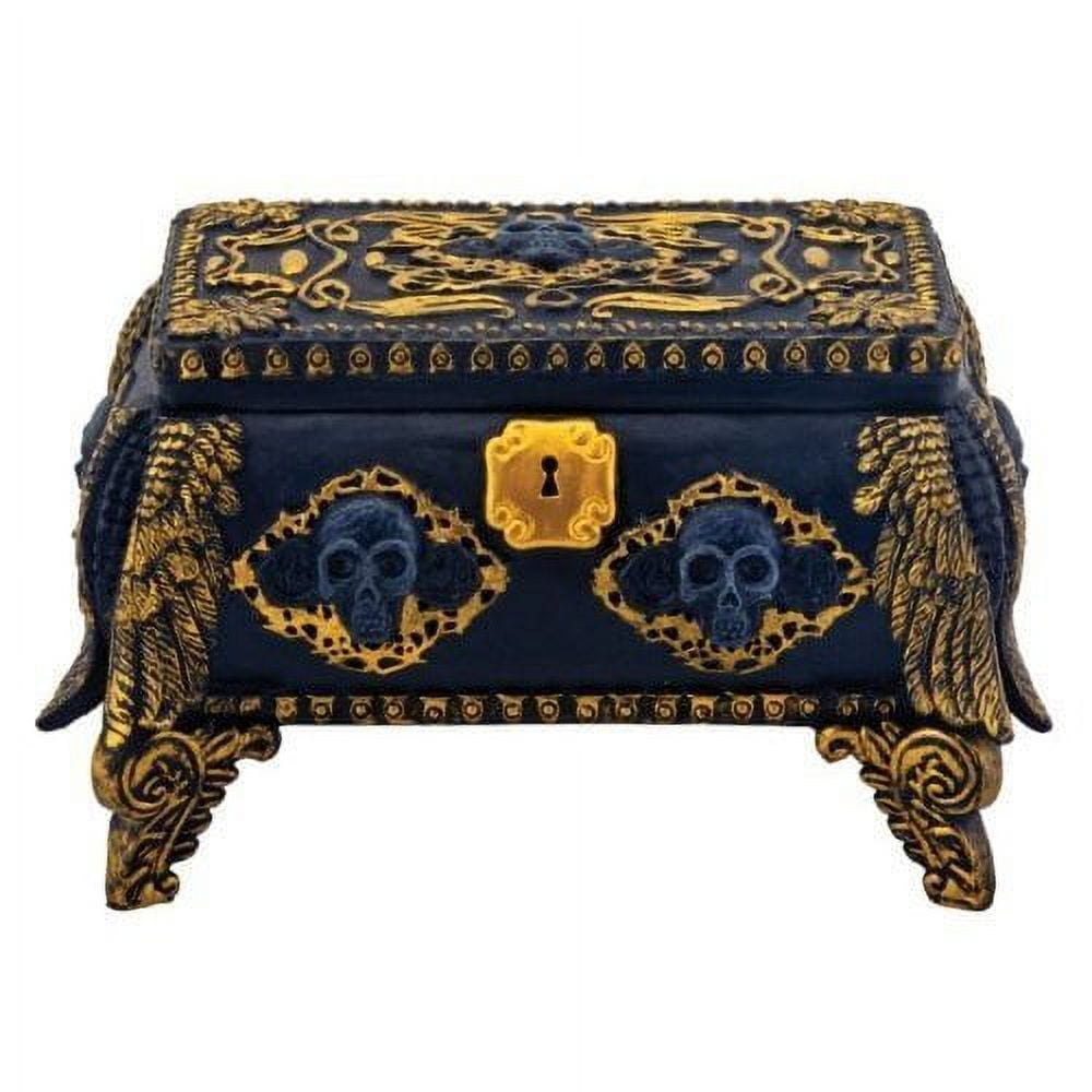 Gold and Black Skull Jewelry Holder Box Container with Mirror Inside ...