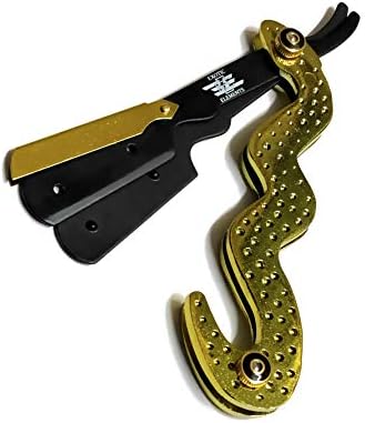 Gold and Black Snake Design Barber Pro Level Shaving Razor - Cut Throat ...