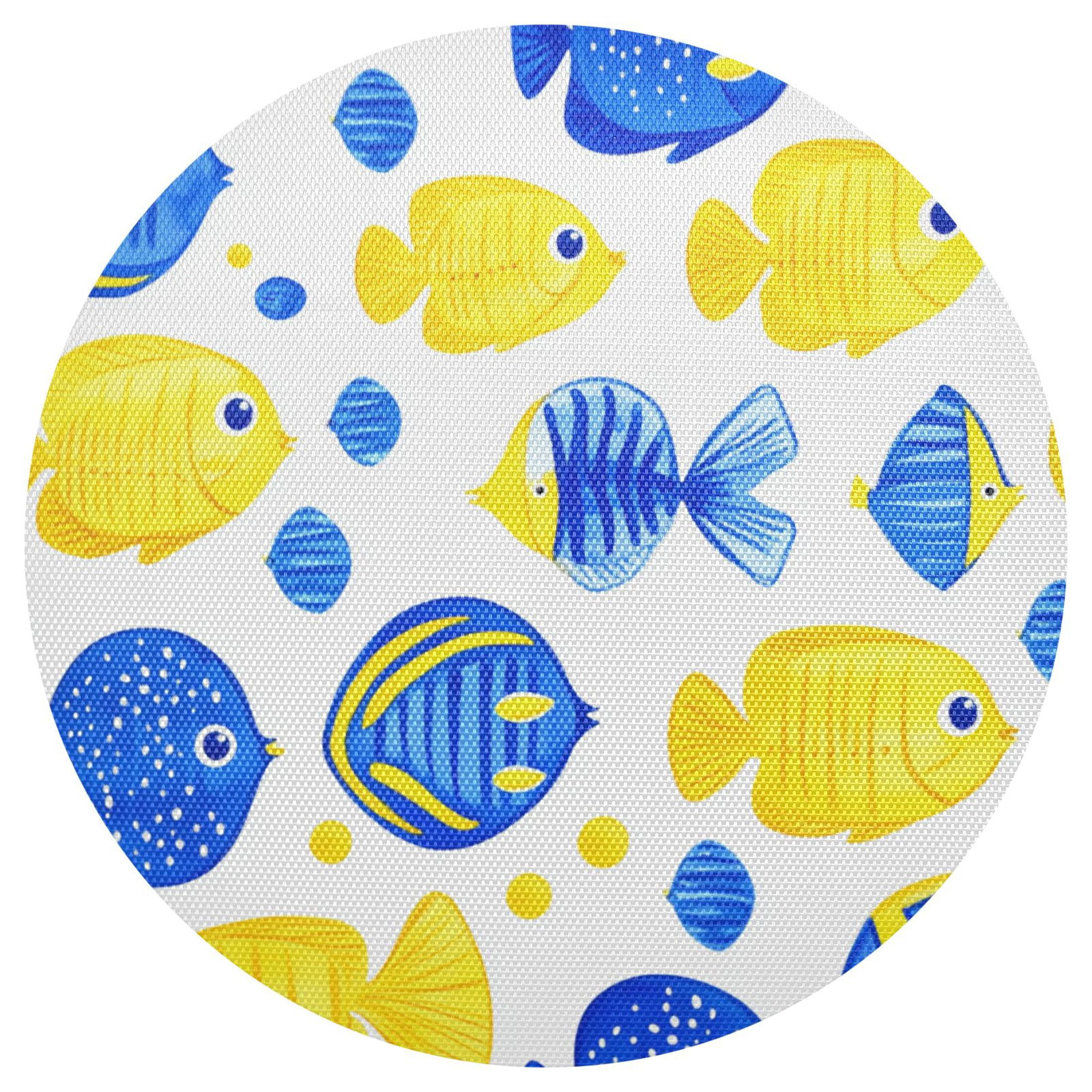Gold and Blue Fish Design 4-Piece 15.4in Heat-Proof PVC Plate Mats ...