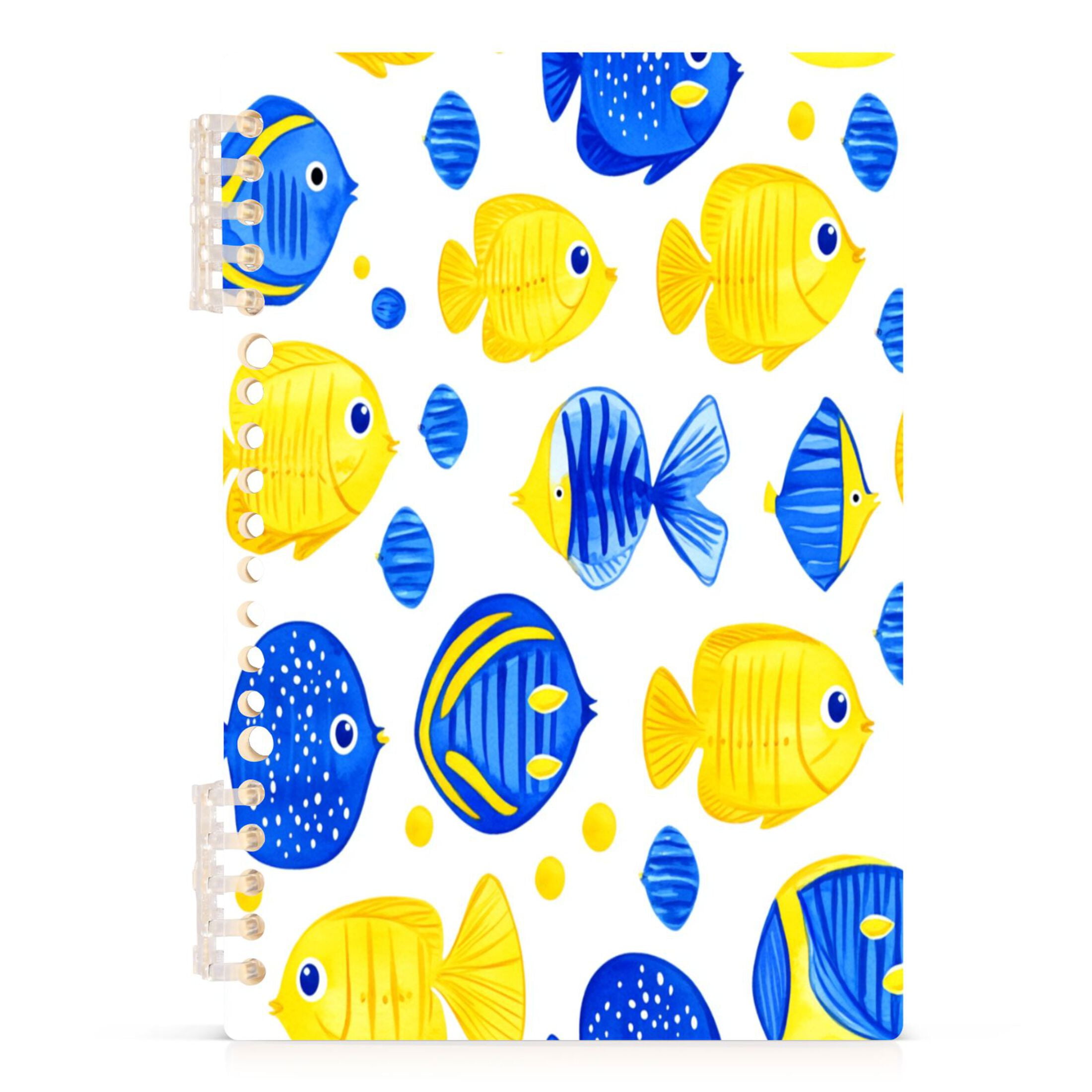 Gold and Blue Fish Design A5 8.3x5.7in PP Notebook, Adjustable Rings ...