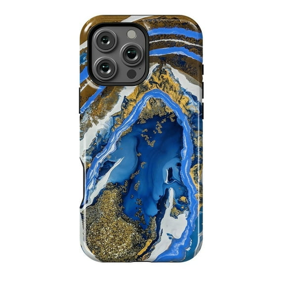 Gold and Blue Geode Crystal Stone Phone Case for iPhone 11 12 13 14 15 ...
