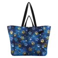 Gold and Blue Paw Prints Star Foldable Canvas Tote Bags Reusable ...