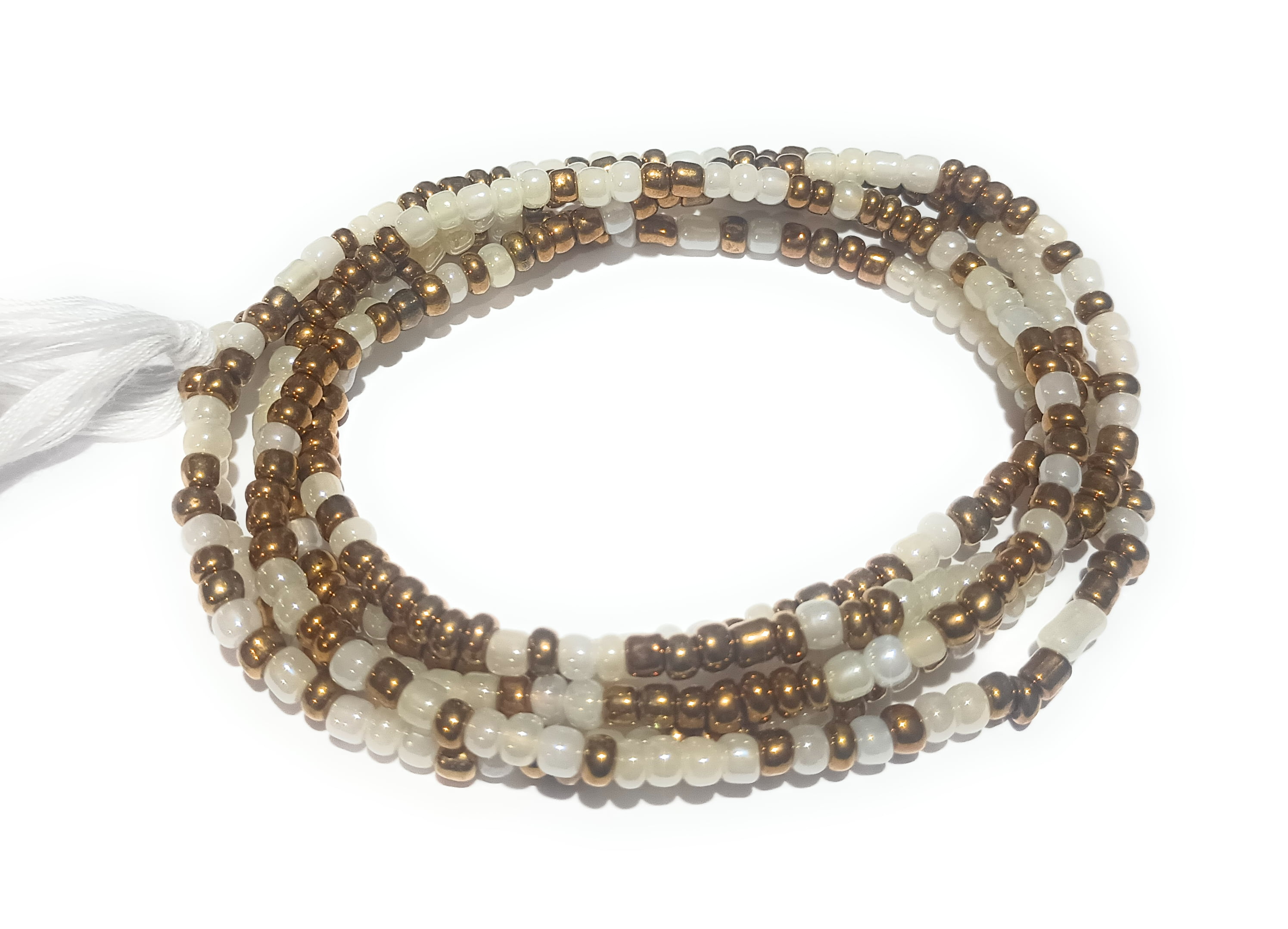 Gold and Cream African Waist Beads, 42-Inch Tie-On Belly Bead Strands ...