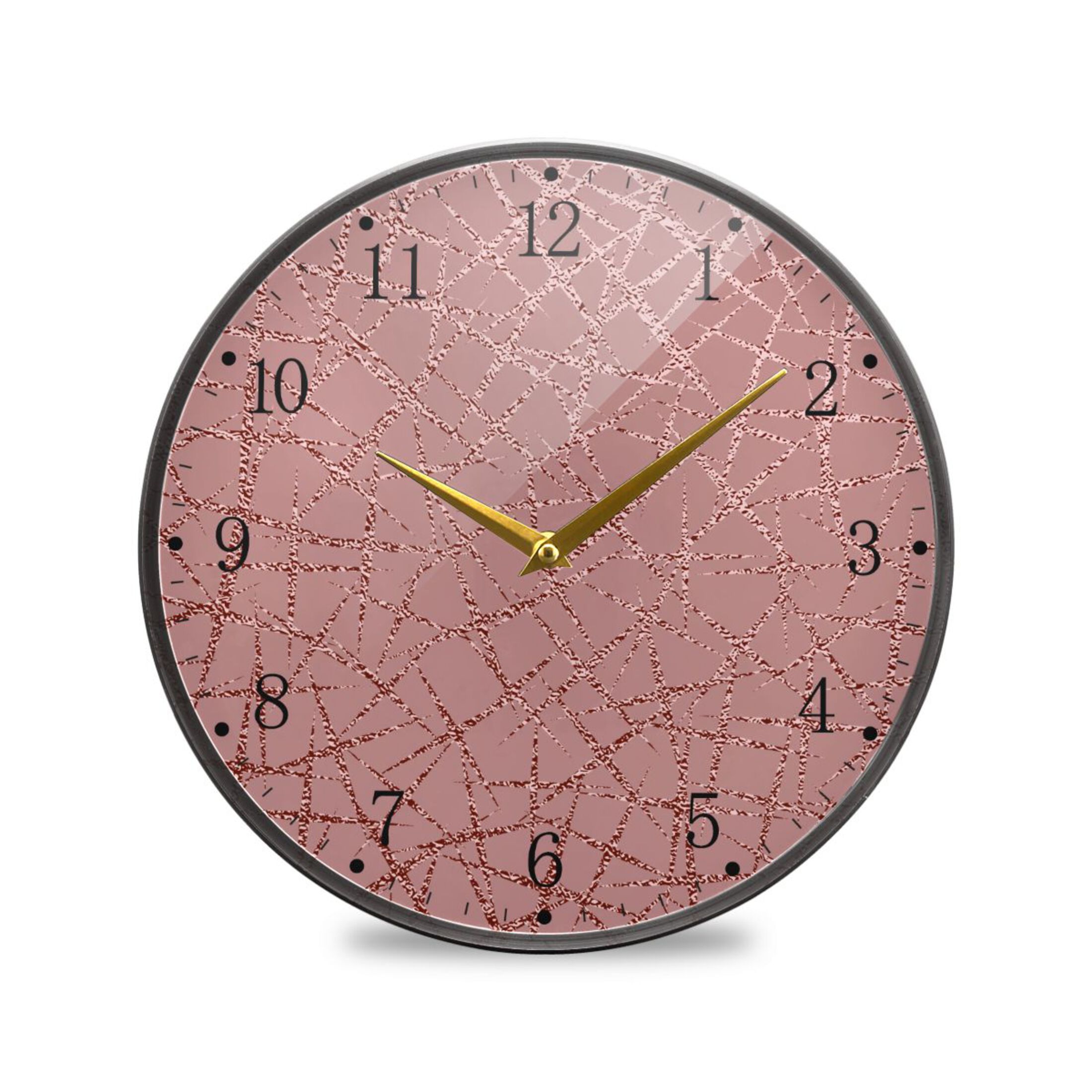 Gold and Rose Acrylic Wall Clocks Quiet Round Clock Battery Operated ...