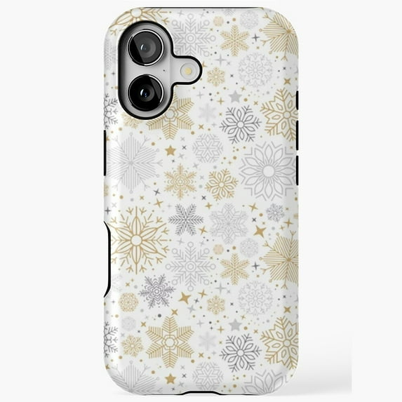 Gold and Silver Snowflakes Elegant Winter Design for iPhone 17 11 12 13 ...