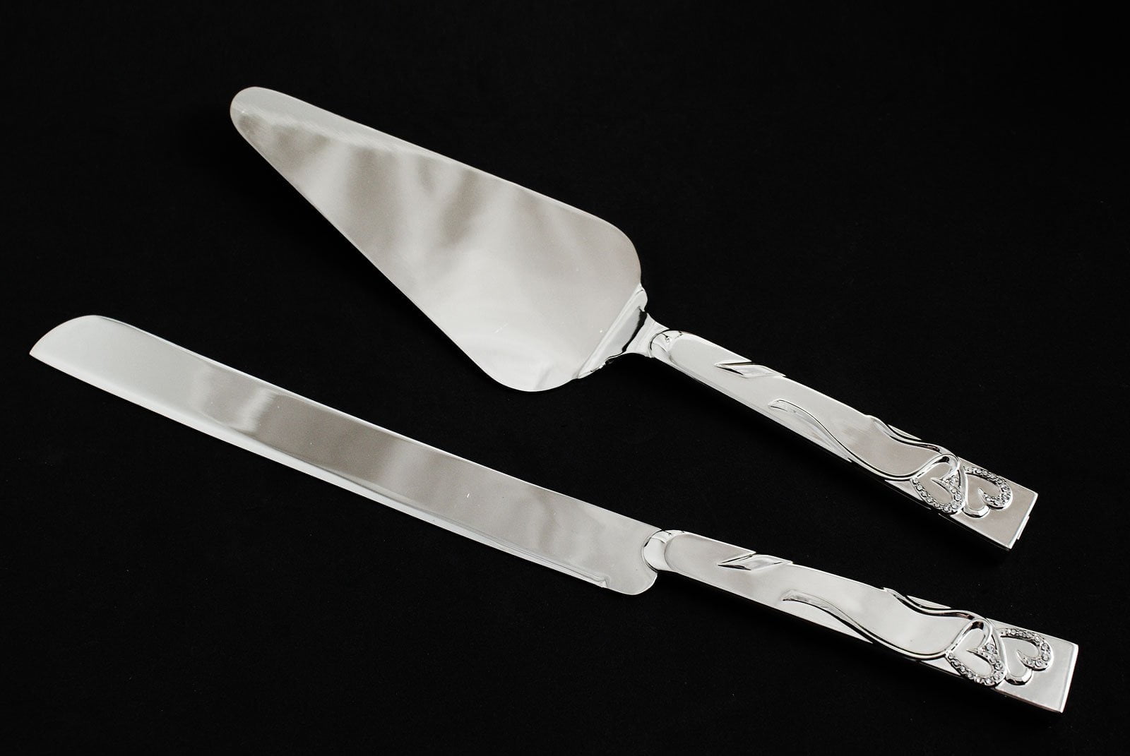 Gold and Silver Wedding Toasting Glass Knife and Wedding Cake Server ...