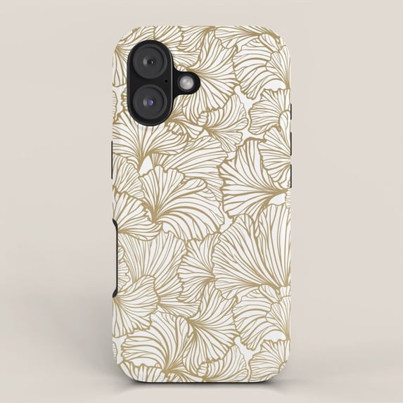 Gold and White Ginkgo Leaf Tough Case for Apple iPhone, Dual-Layer ...