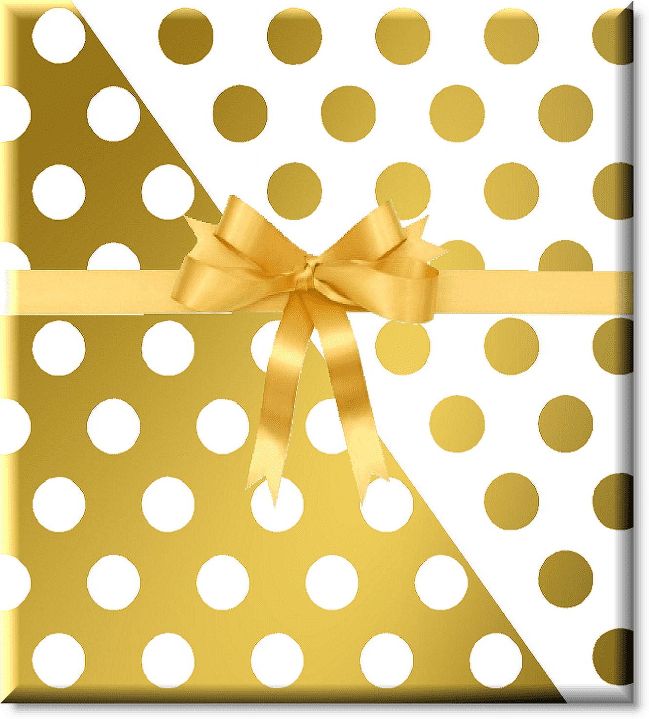 Gold and White Polka Dots Holiday /ChristmasGift Wrap Wrapping Paper ...