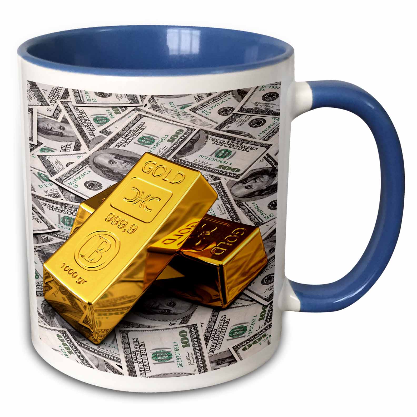 Gold bars bar bullion cash money dollar hundred bill bills bank note ...