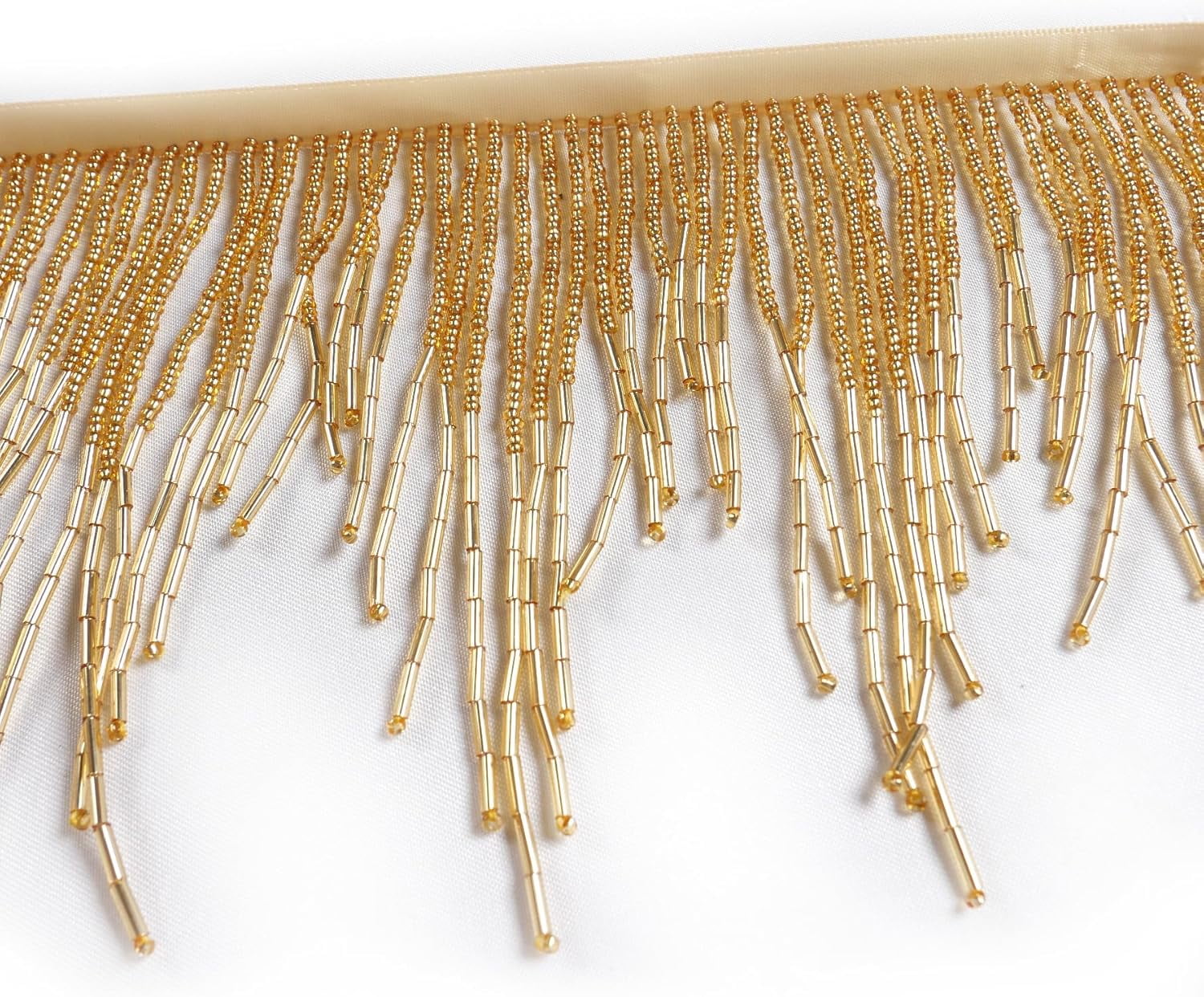 Gold beads Fringe Trim beads Fringe Belt glass beaded wavy water shape ...