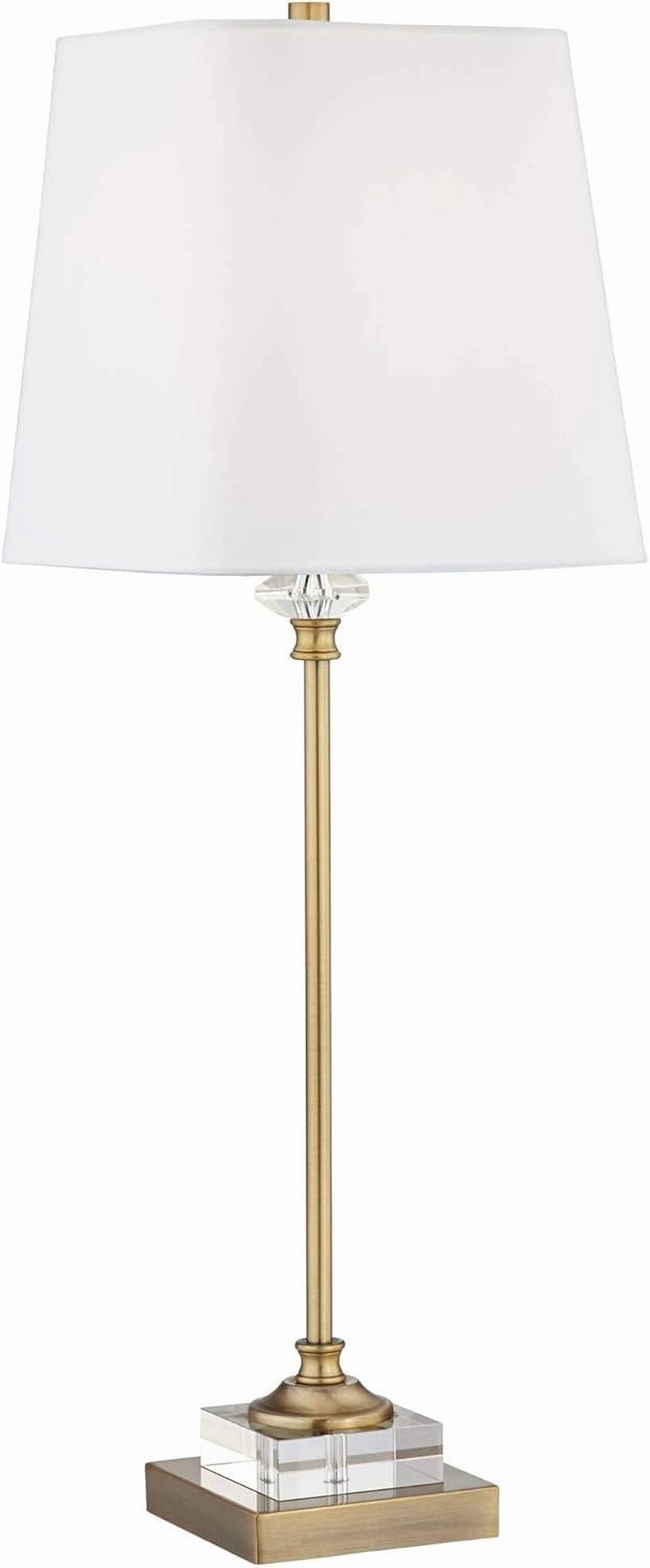 Gold crystal end table lamp with USB dimmer, white fabric shade for ...