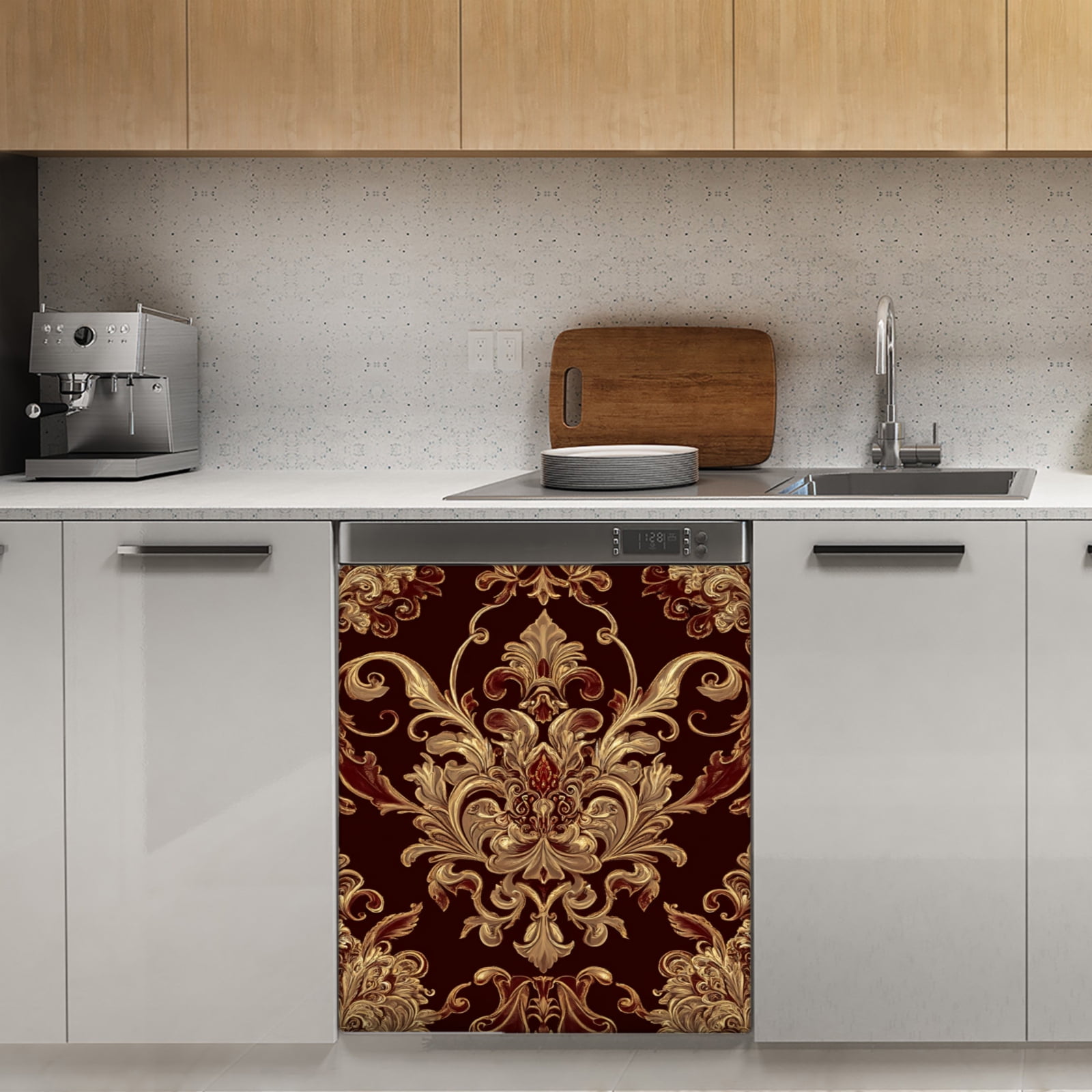 Gold damask opulent wallpaper design Dishwasher Magnet Cover Decorative ...