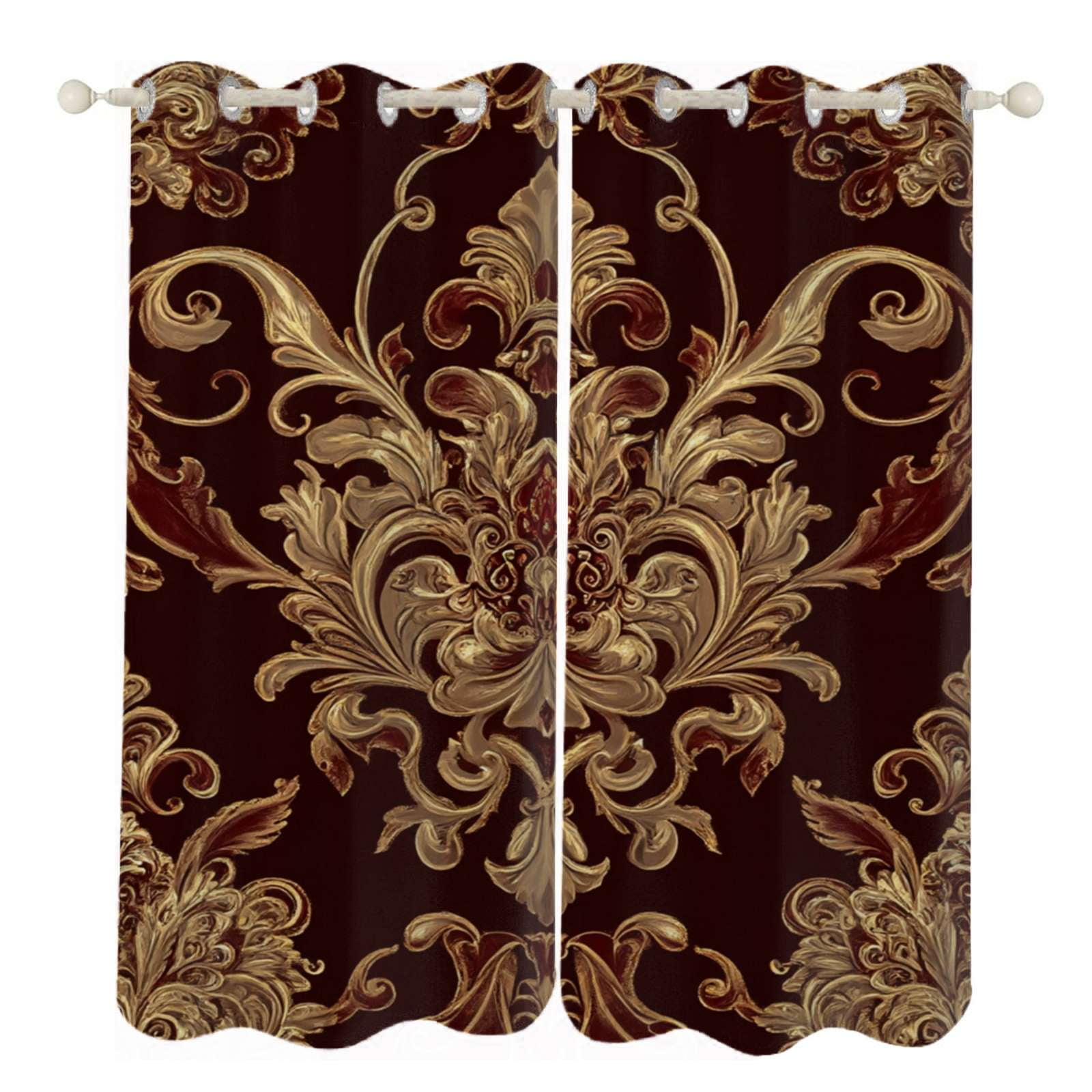 Gold damask opulent wallpaper design Sunshade Curtains Home Bedroom ...