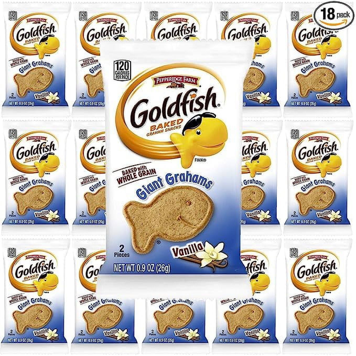 Gold fish Giant Graham Crackers, Vanilla Flavor Snack, 18 Pack ...