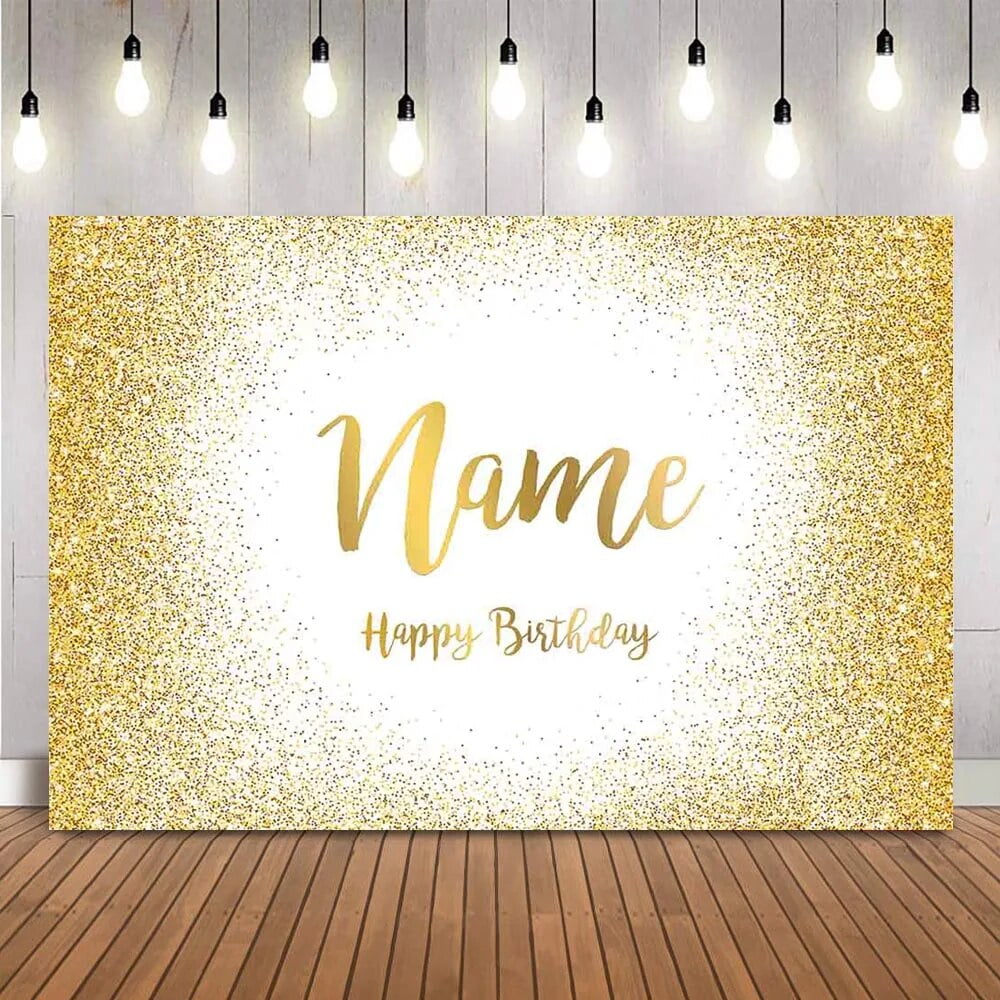 Gold glitter birthday backdrop Customize personalize background for ...
