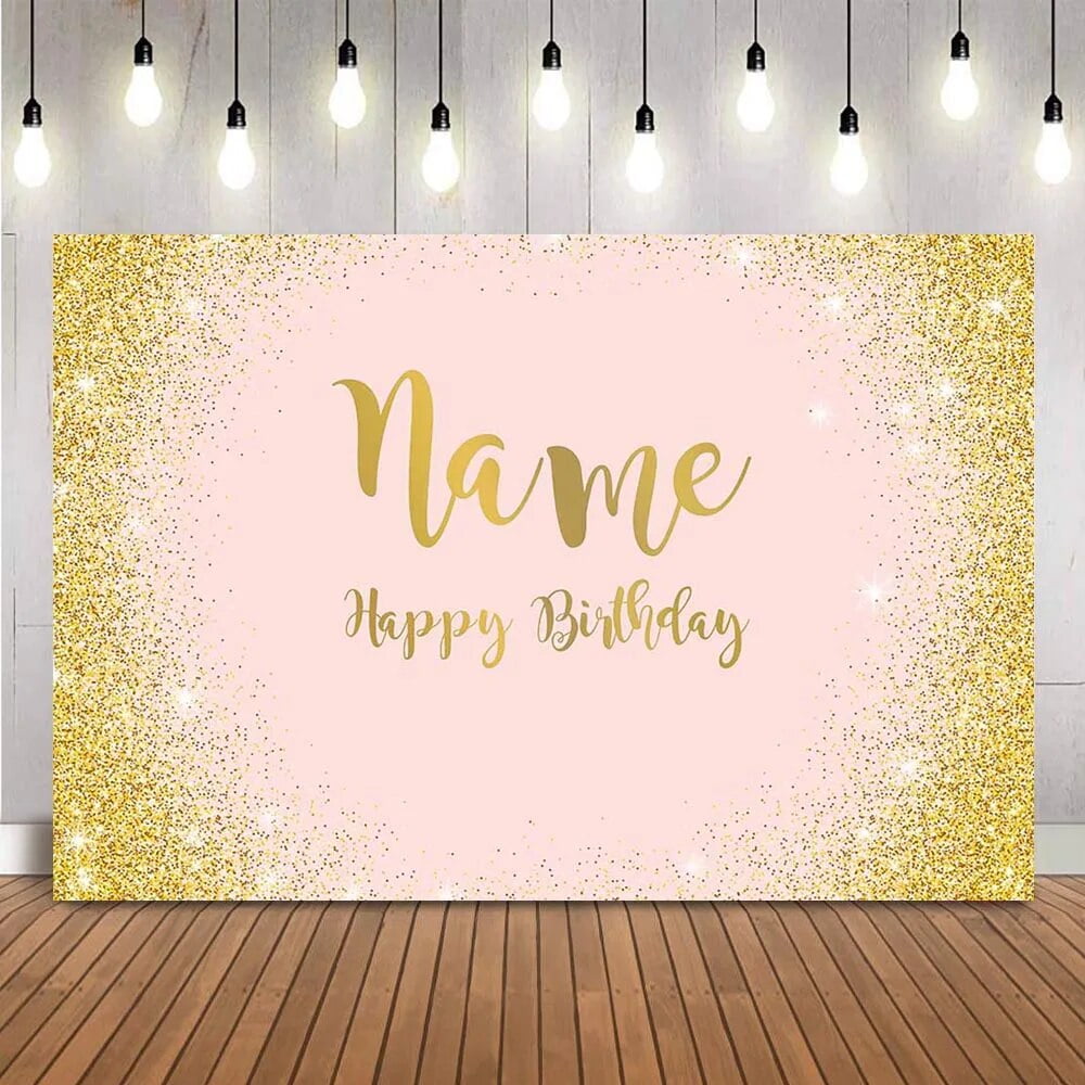 Gold glitter happy birthday party custom background for photo studio ...