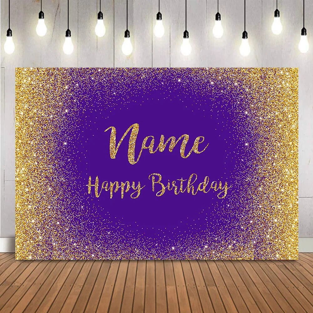 Gold glitter happy birthday party custom background for photo studio black happy birthday ...