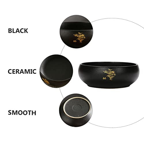 Gold painted black pottery tea wash japanese tea basin tea cup washing ...