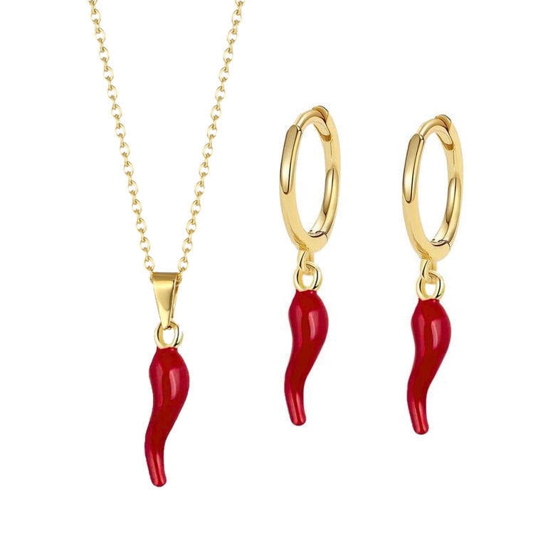 Gold-plated Drop Oil Red Chilli Pendant Earrings - Walmart.com