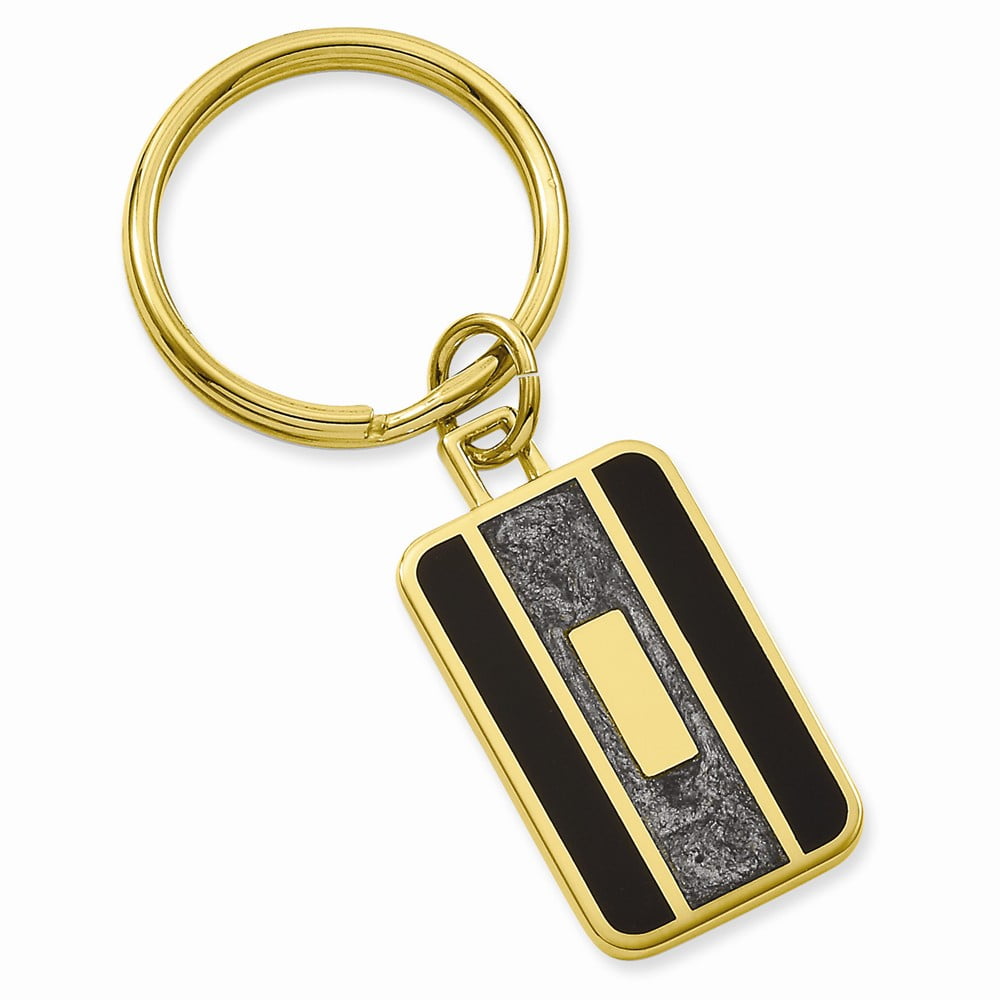 Gold-plated Kelly Waters Black & Grey Colored Key Ring; for Adults and ...