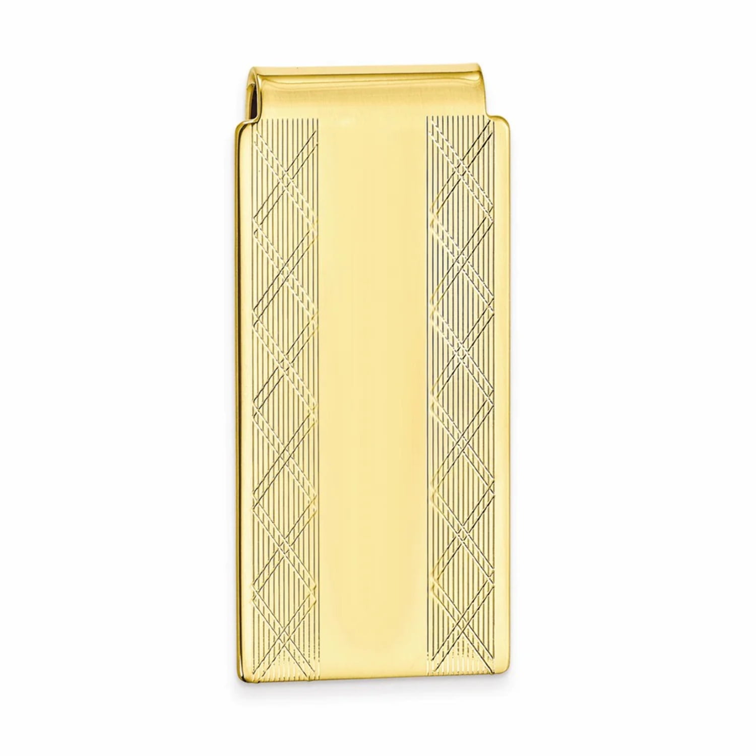 Gold-plated Kelly Waters Hinged Money Clip with X pattern Sides ...