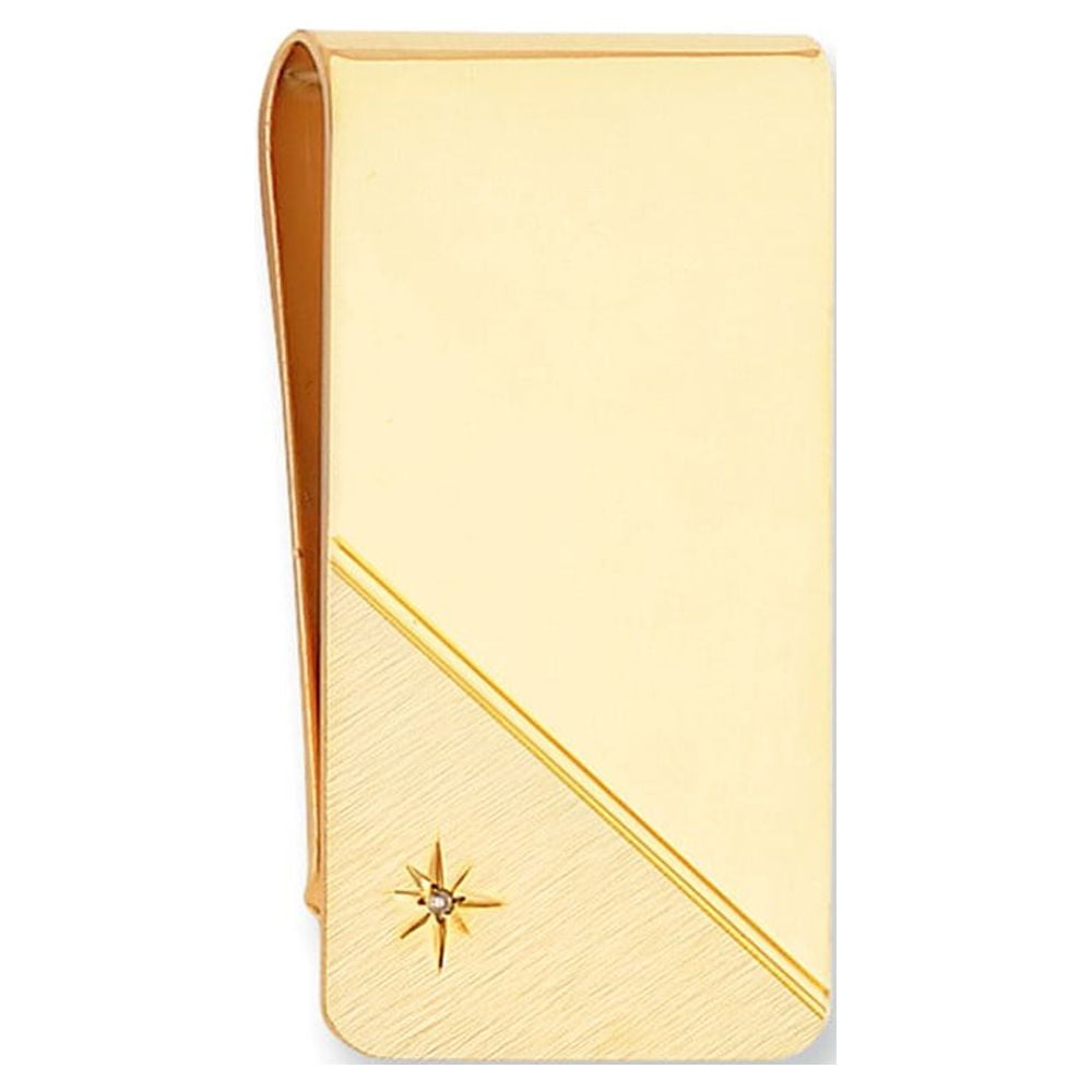 Gold-plated Kelly Waters Star Cut .001ct. Diamond Money Clip; for ...