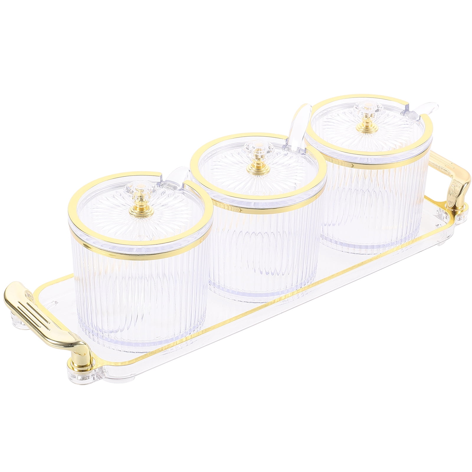 Gold-plated Kitchen Supplies Spices Salt Container With Lid Chili Sugar ...