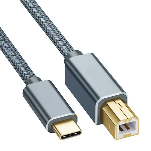 Gold-plated Plug Nylon Braided Laptop Computer USB Type-C to USB B 2.0 ...