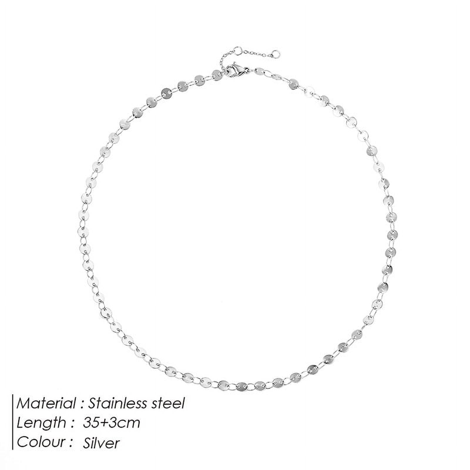 Gold stainless steel necklace simple round chain necklace women's gold ...