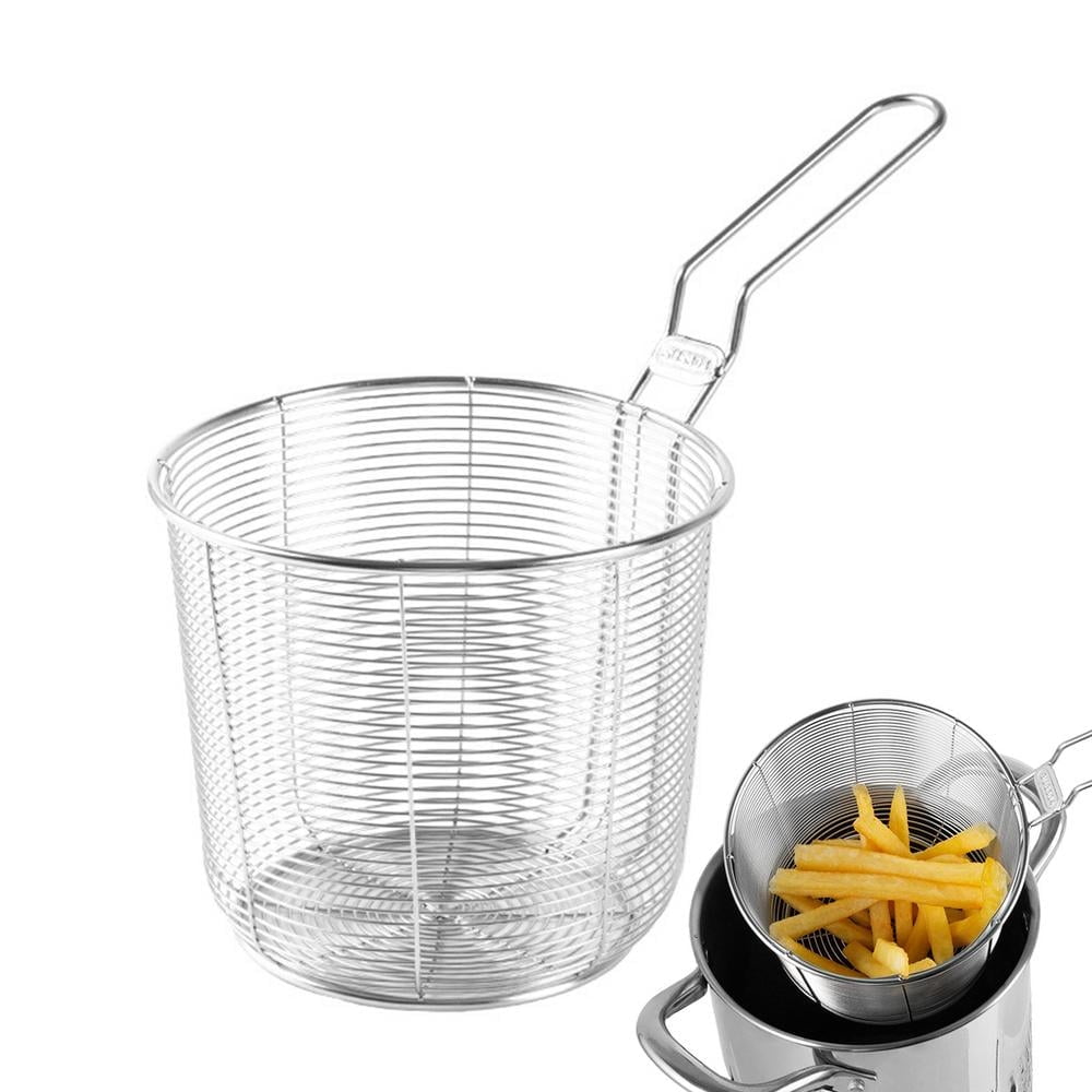 GoldCister Round Stainless Steel Fry Basket Anti-Scalding Handle Round ...