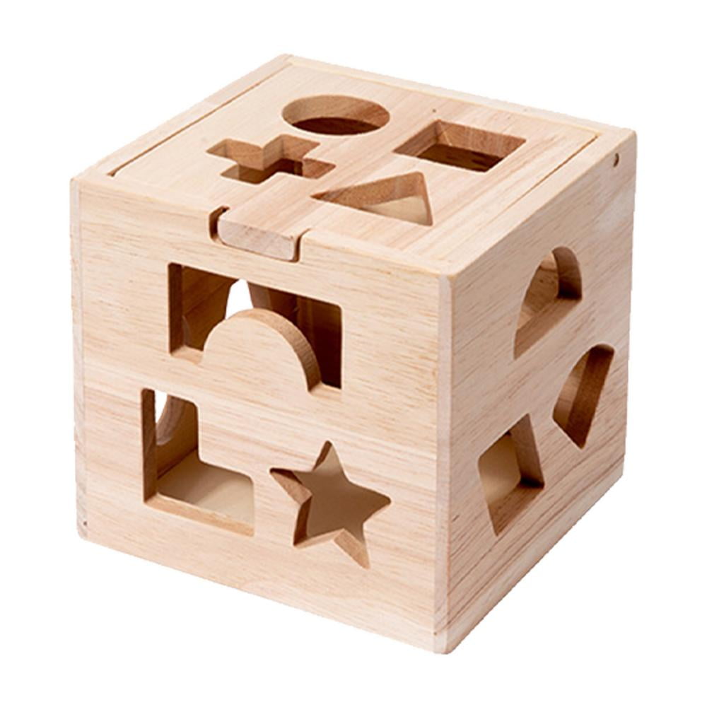 GoldCister Shape Shifting Box Wooden Sorter Toy Shape Blocks Sorting Cube Classic Fine Motor ...