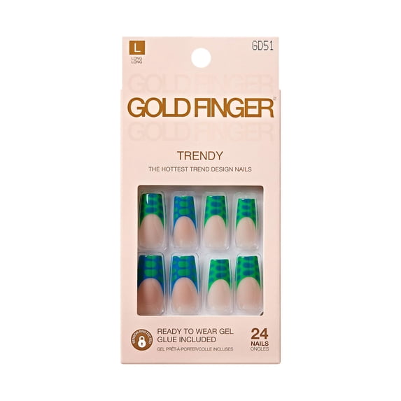 GoldFinger 24 Pcs Press On Nails, Long Square Fake Nails, Blooming ...