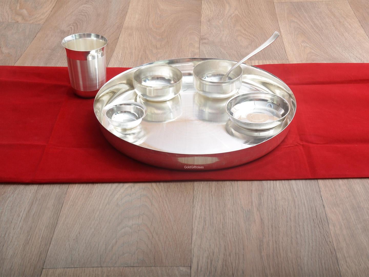 GoldGiftIdeas 12 Inch Silver Plated Buffet Dinner Set for Gift ...