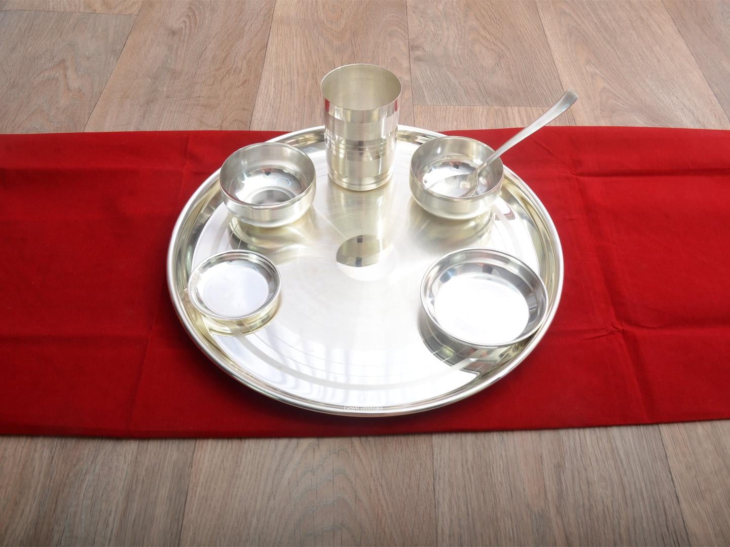 GoldGiftIdeas 12 Inch Silver Plated Glossy Dinner Set for Home ...