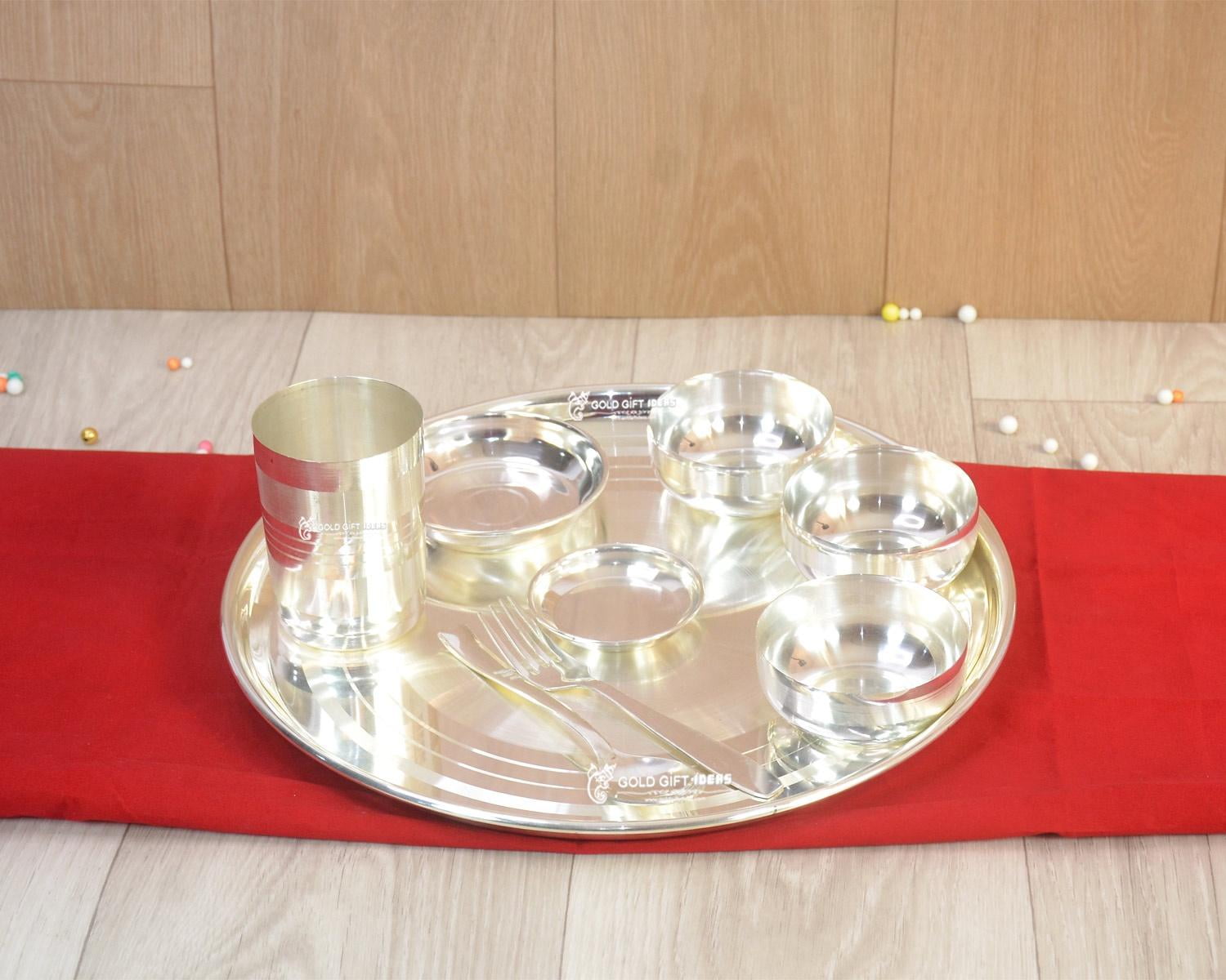 GoldGiftIdeas 12 Inch Silver Plated Kata Dinner Set for Home, Complete ...