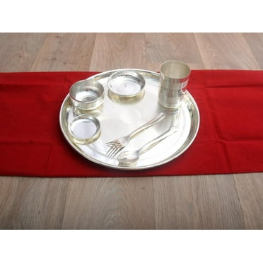 GoldGiftIdeas 12 Inch Silver Plated Kata Dinner Set for Home, Complete ...