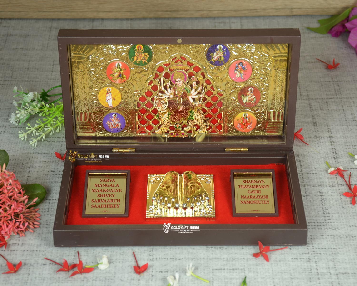 GoldGiftIdeas 24K Gold Plated NavaDurga Maa Photo Frame with Charan ...